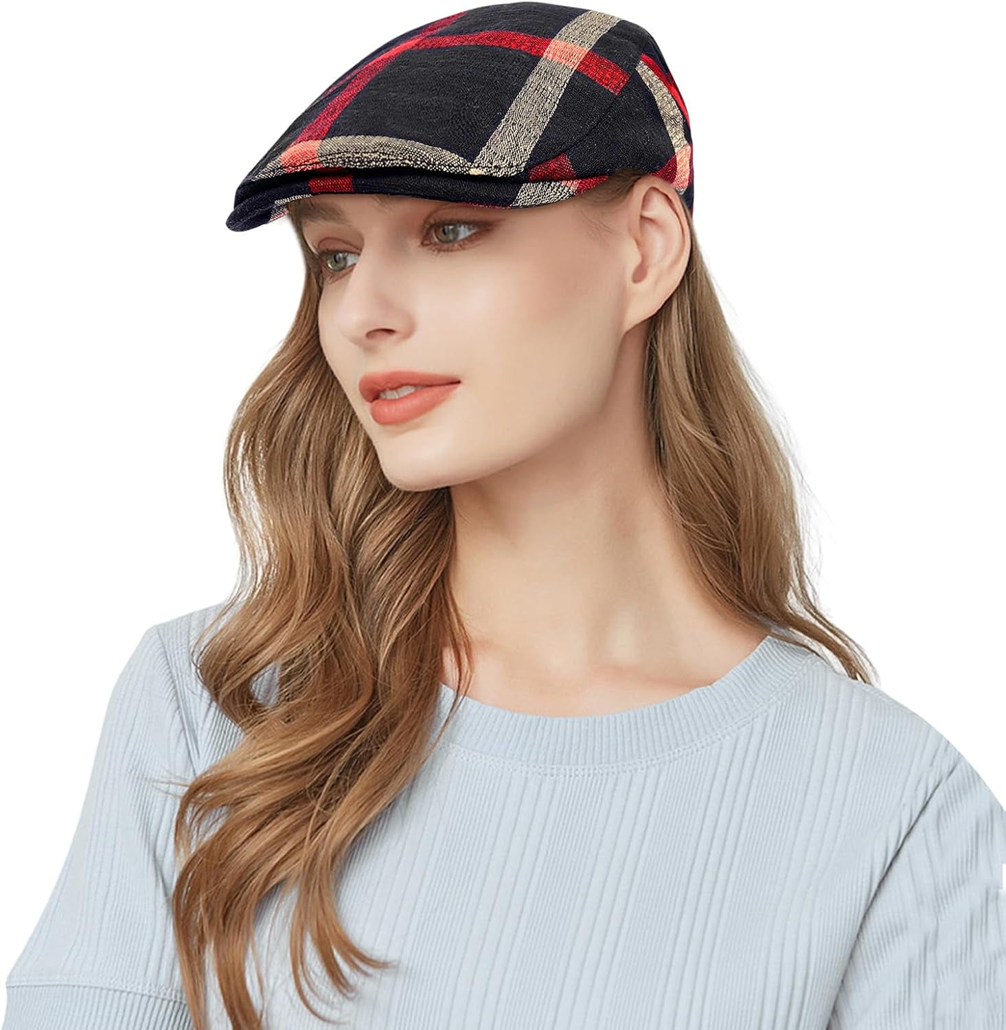 GZhLonKiMa Leather Flat Ivy Hats for Women Plain Feminine Newsboy Cap ...