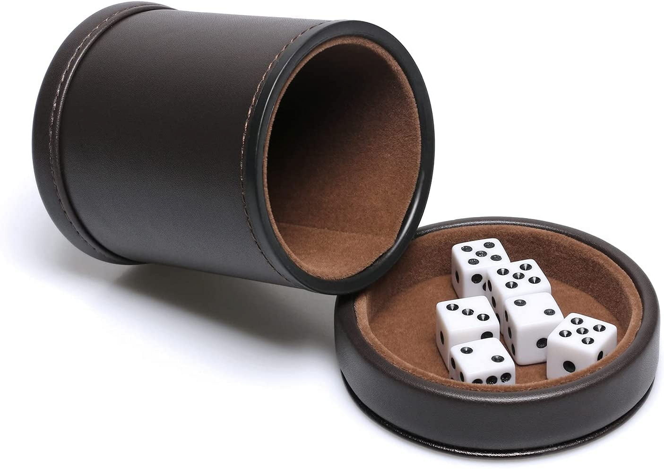 GZhLonKiMa Leatherette Dice Cup with Lid includes 6 Dices, Velvet ...