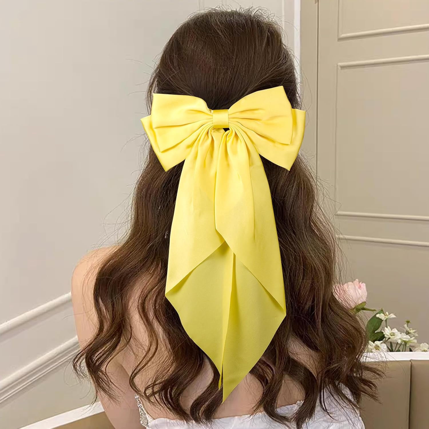 GZhLonKiMa Long Tail Bow Hair Ties, Classy Women Girl Hair Styling ...