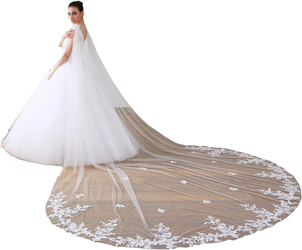GZhLonKiMa Long Tulle Shoulder Bridal Cape Wedding Veil Cloak For Bride ...