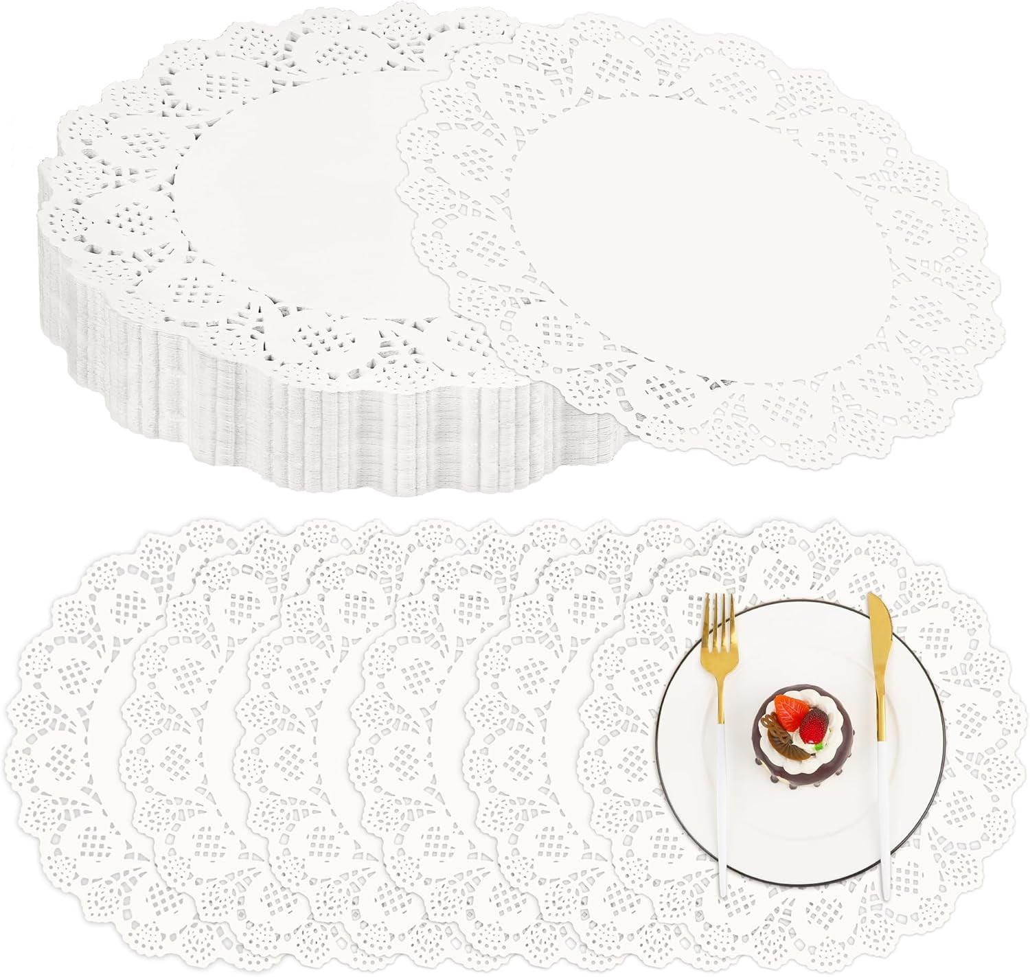 GZhLonKiMa MCEAST 100 Pack Round Brown Kraft Paper Doilies 13.5 Inches ...