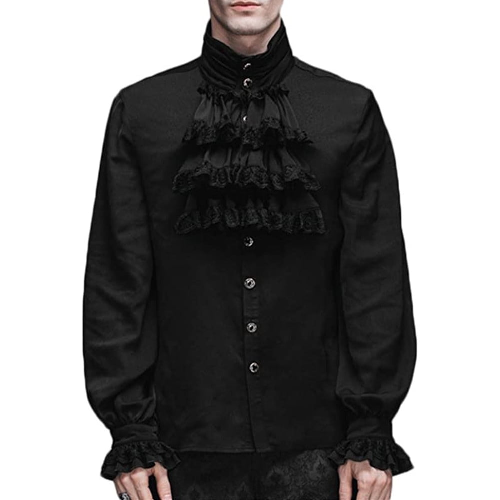 GZhLonKiMa Men Shirt Victorian Renaissance Style Gothic Ruffled ...