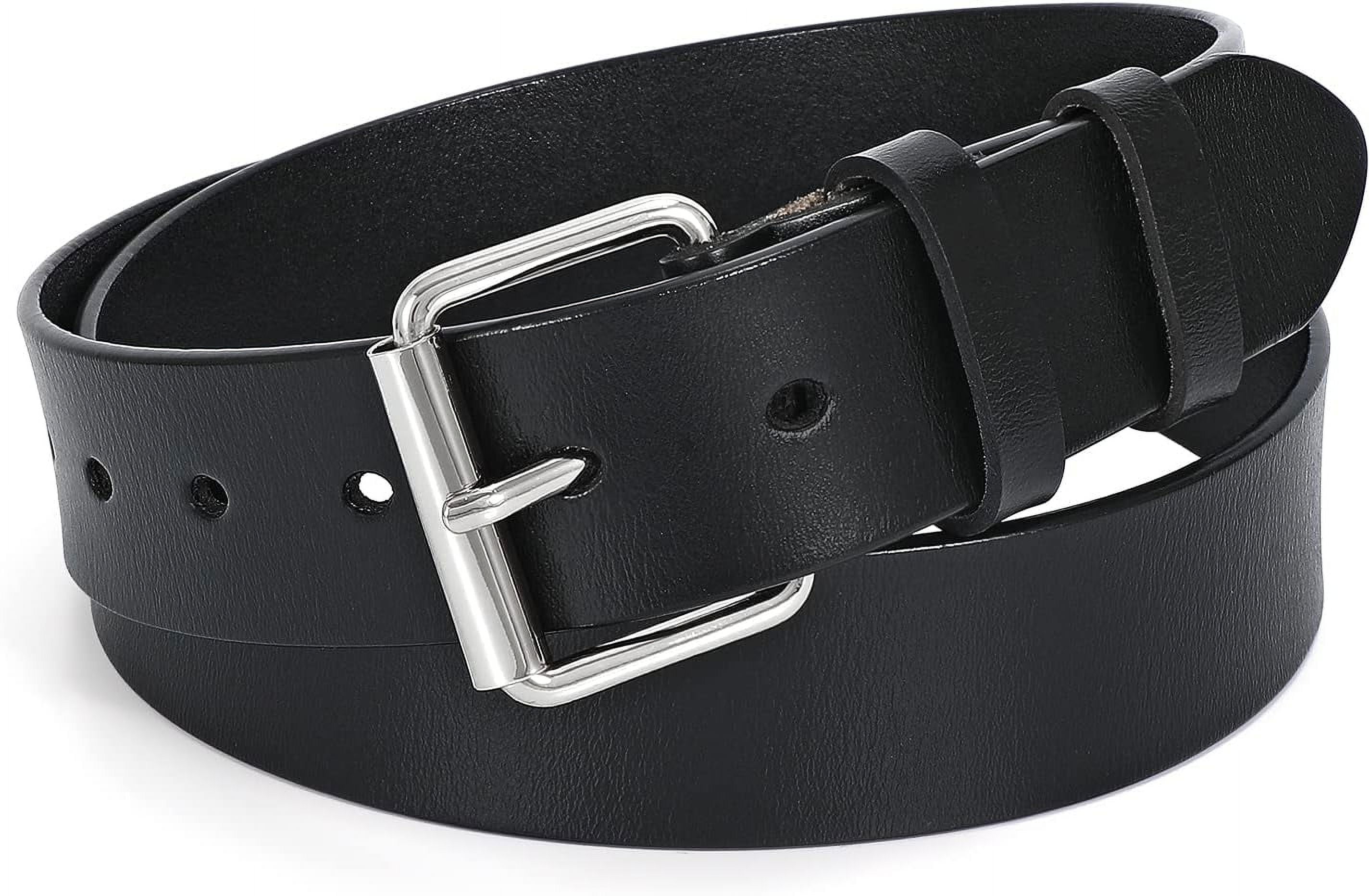 GZhLonKiMa Men's Double Prong Belt 2 Holes Leather Jeans Belt for Men 1 ...