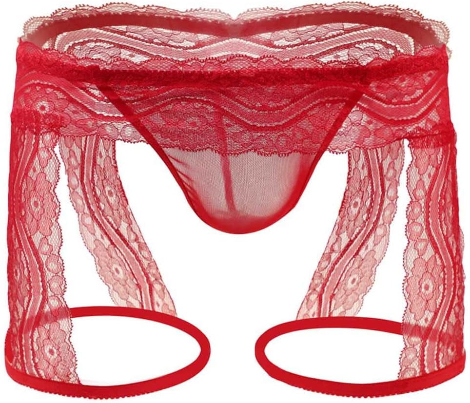 GZhLonKiMa Mens Lace Panty Lingerie Mesh Sheer Strappy Floral Lace G ...