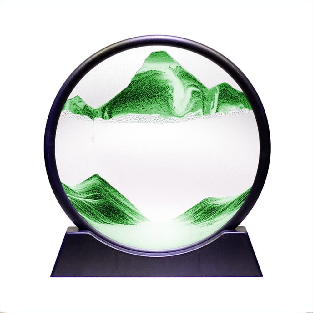 GZhLonKiMa Moving Sand Art Picture in Motion Round Glass 3D Deep Sea ...