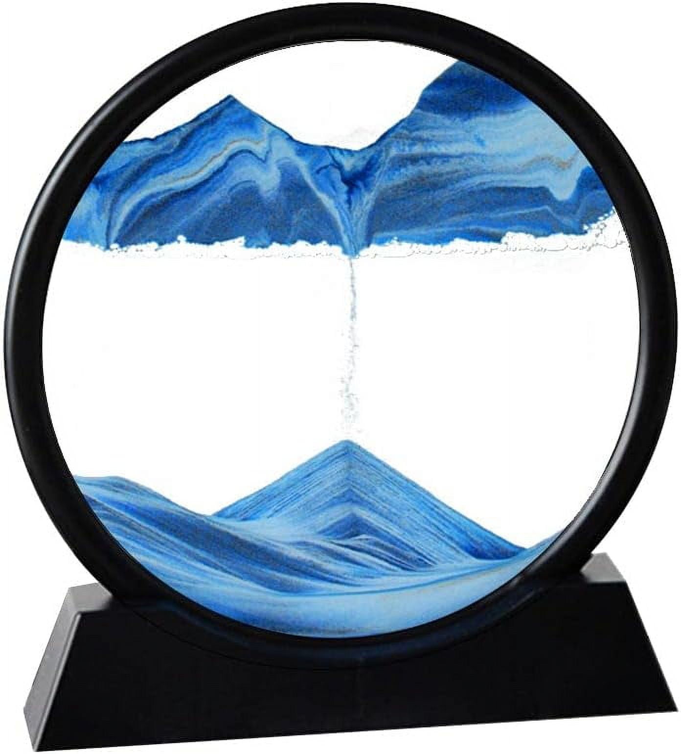 GZhLonKiMa Moving Sand Art Picture in Motion Round Glass 3D Deep Sea ...