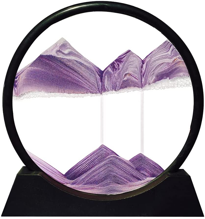 GZhLonKiMa Moving Sand Art Picture Round Glass 3D Deep Sea Sandscape in ...