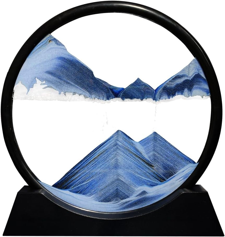 GZhLonKiMa Moving Sand Art Picture Round Glass 3D Deep Sea Sandscape in ...