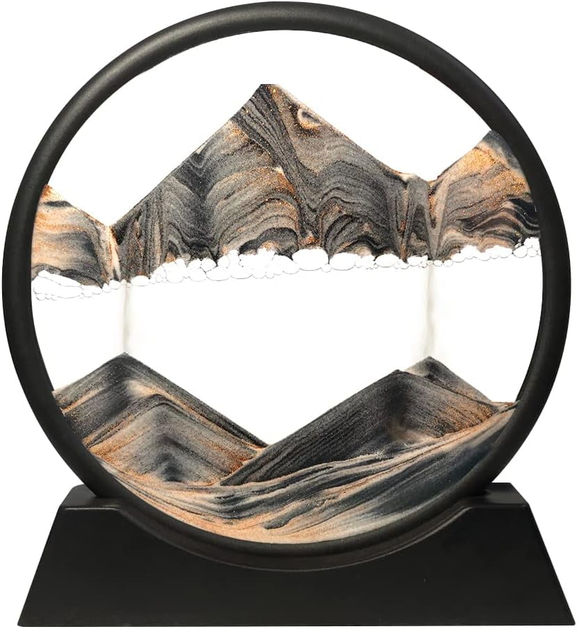 GZhLonKiMa Moving Sand Art Picture Sandscapes in Motion Round Glass 3D ...