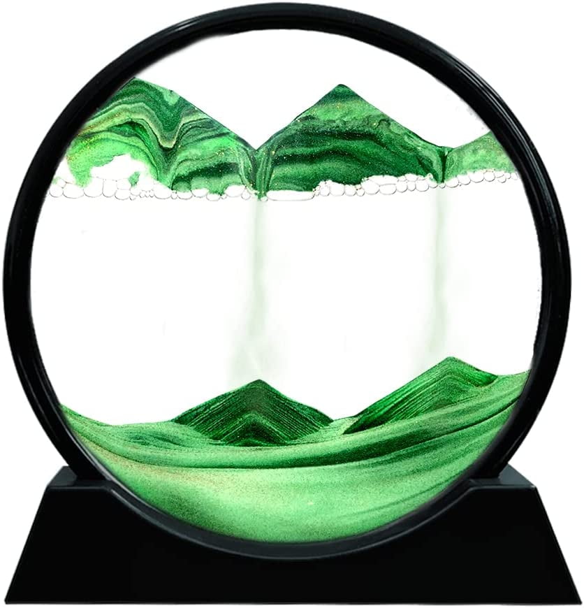 GZhLonKiMa Moving Sand Art Picture Sandscapes in Motion Round Glass 3D ...