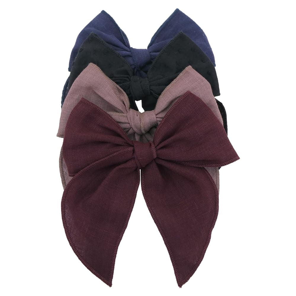 GZhLonKiMa Pack of 4 Gorgeous Fable Bow Hair Clips for Girls Women ...