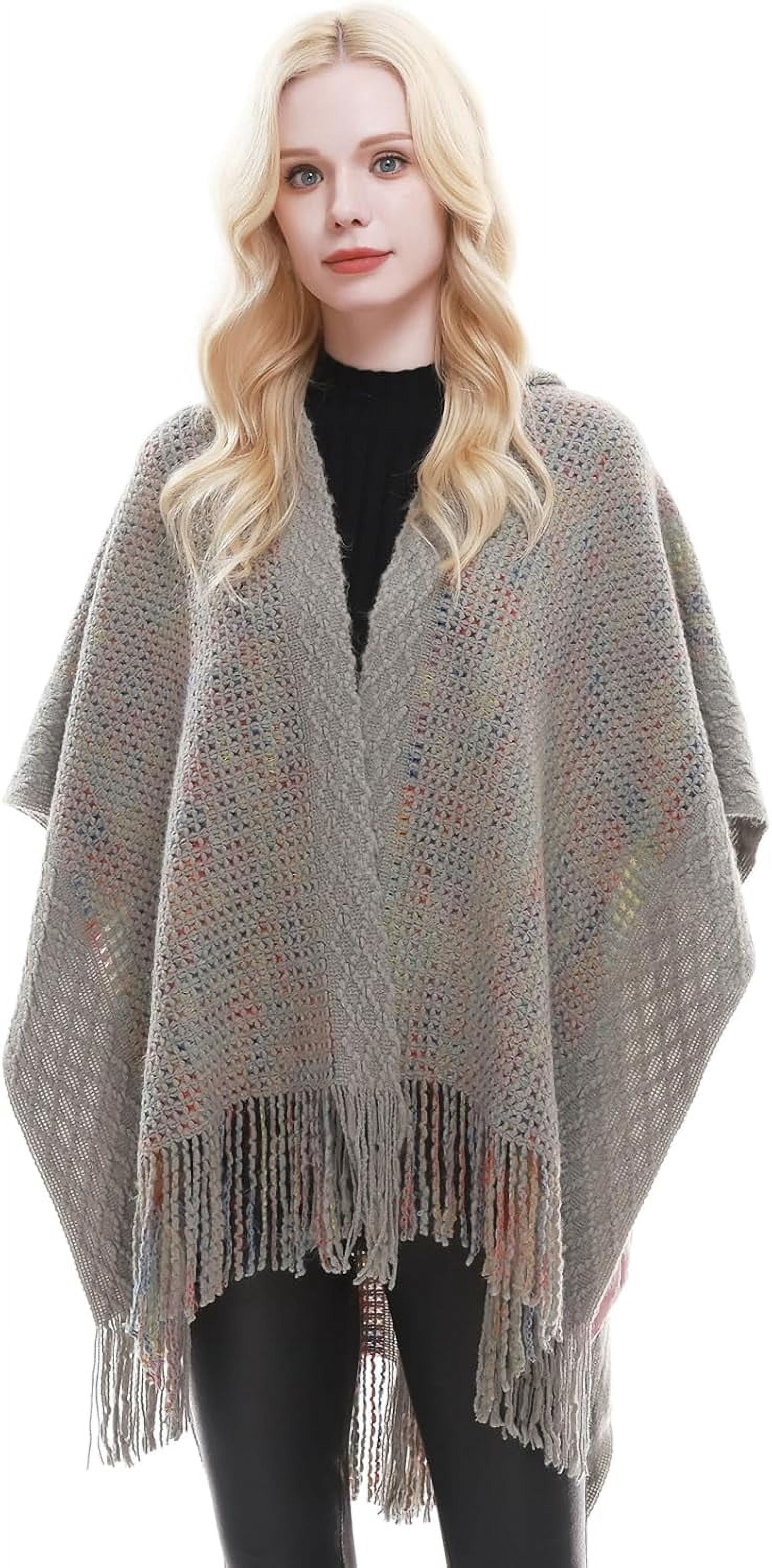 GZhLonKiMa Pashmina Shawl Wraps and Capes for Women Winter Warm Poncho ...