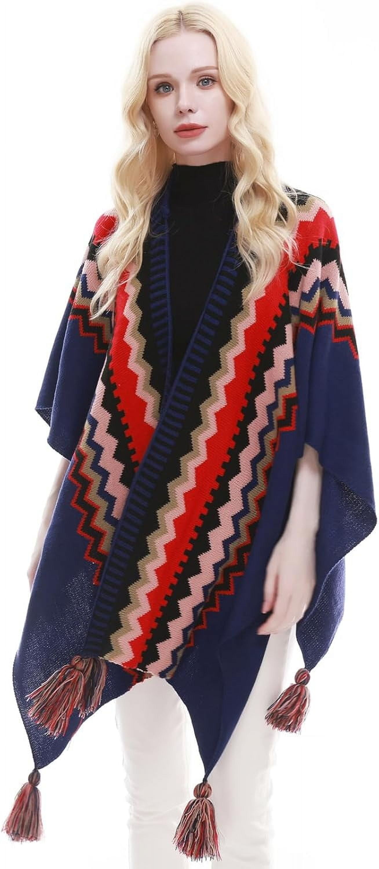 GZhLonKiMa Pashmina Shawl Wraps and Capes for Women Winter Warm Poncho ...