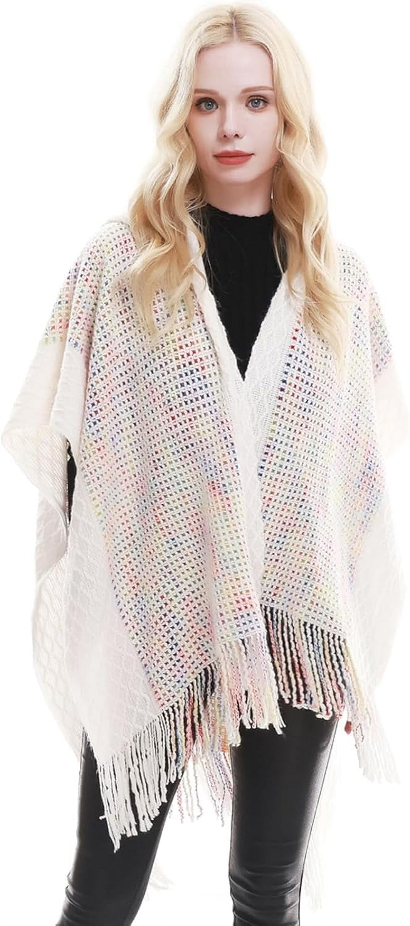 GZhLonKiMa Pashmina Shawl Wraps and Capes for Women Winter Warm Poncho ...