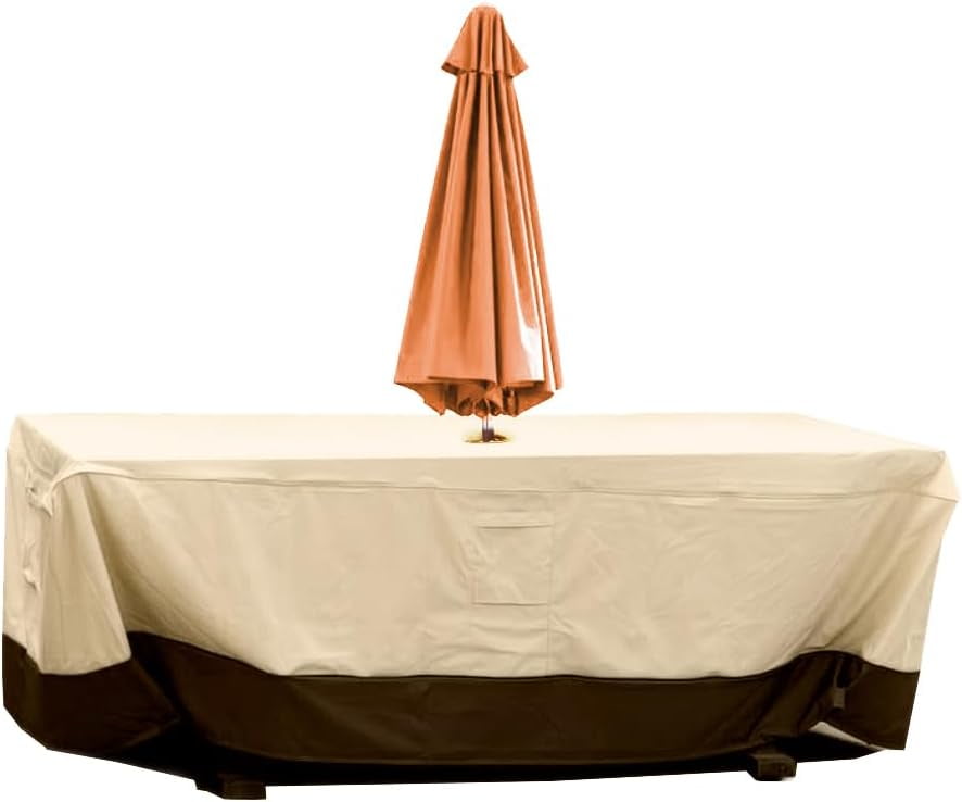 GZhLonKiMa Patio Table Chair Set Cover with Umbrella Hole Water ...