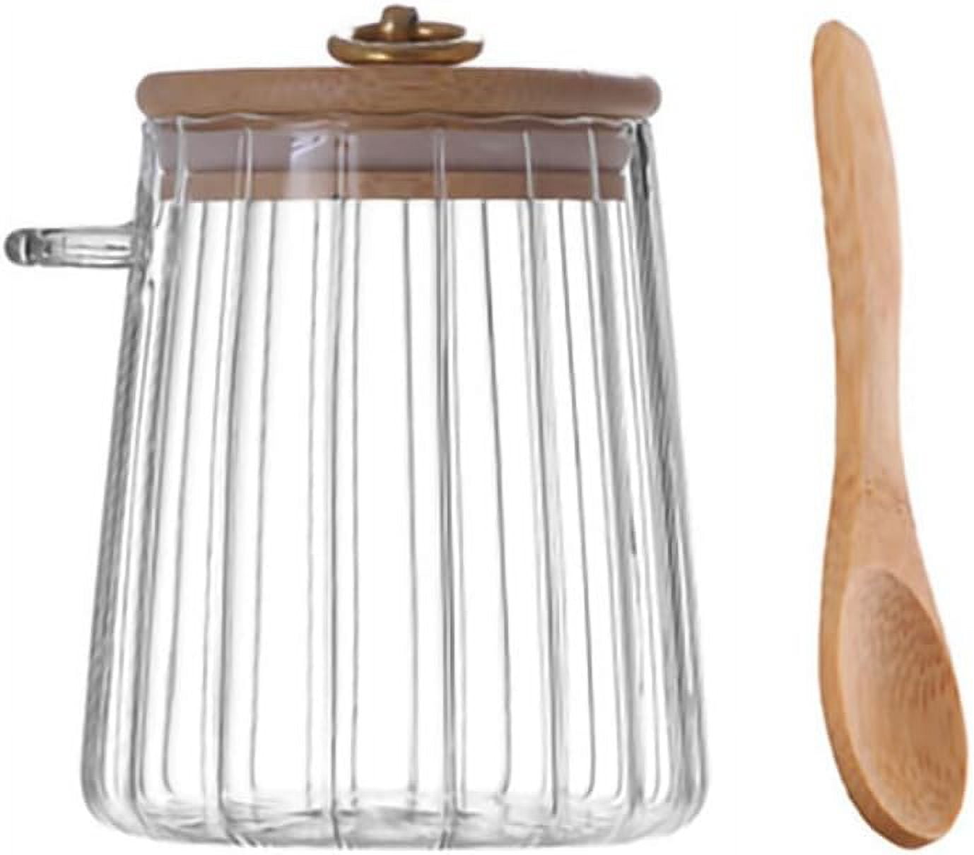 GZhLonKiMa Petal Borosilicate Glass Storage Jar with Airtight Bamboo ...