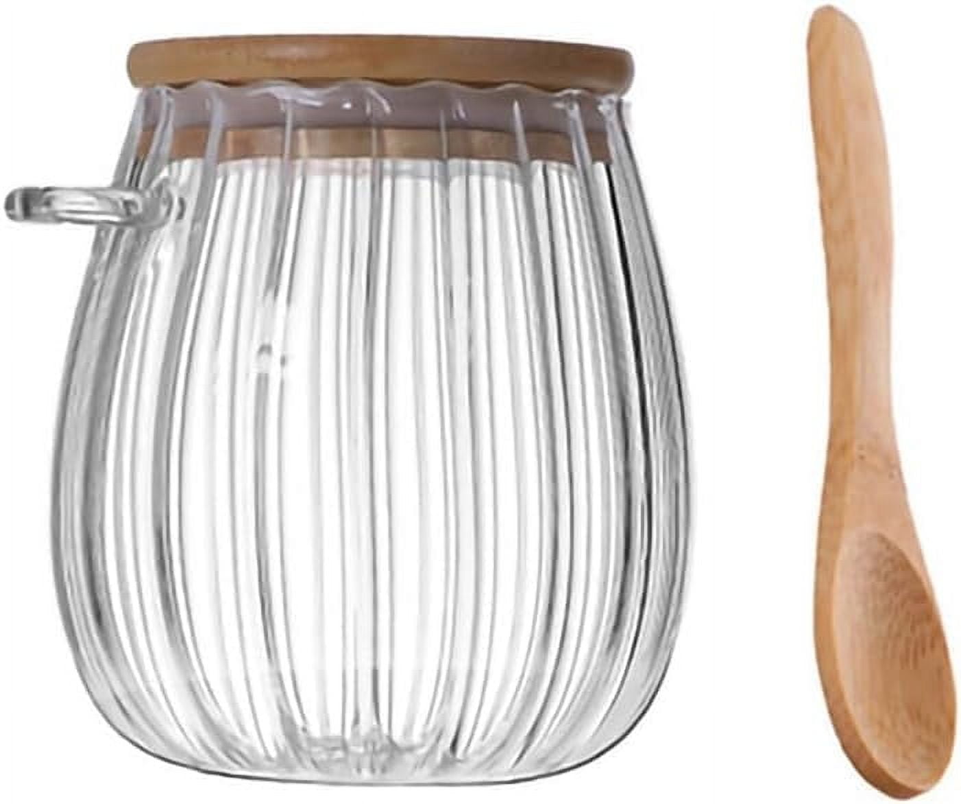 GZhLonKiMa Petal Borosilicate Glass Storage Jar with Airtight Bamboo ...