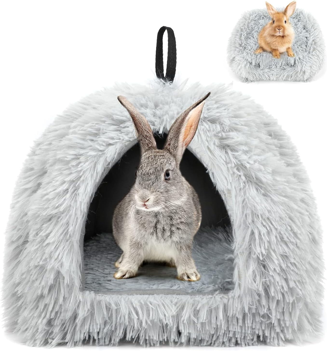 GZhLonKiMa Rabbit Bed Warm Calming Rabbit House and Hideout, Grey Bunny ...