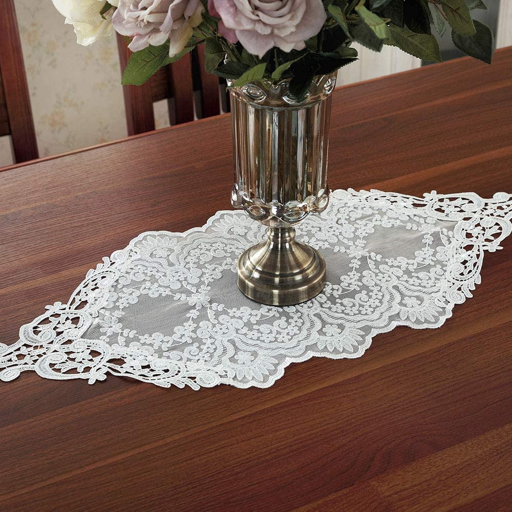 GZhLonKiMa Rectangle Table Runner Lace Macrame Embroidered Table ...