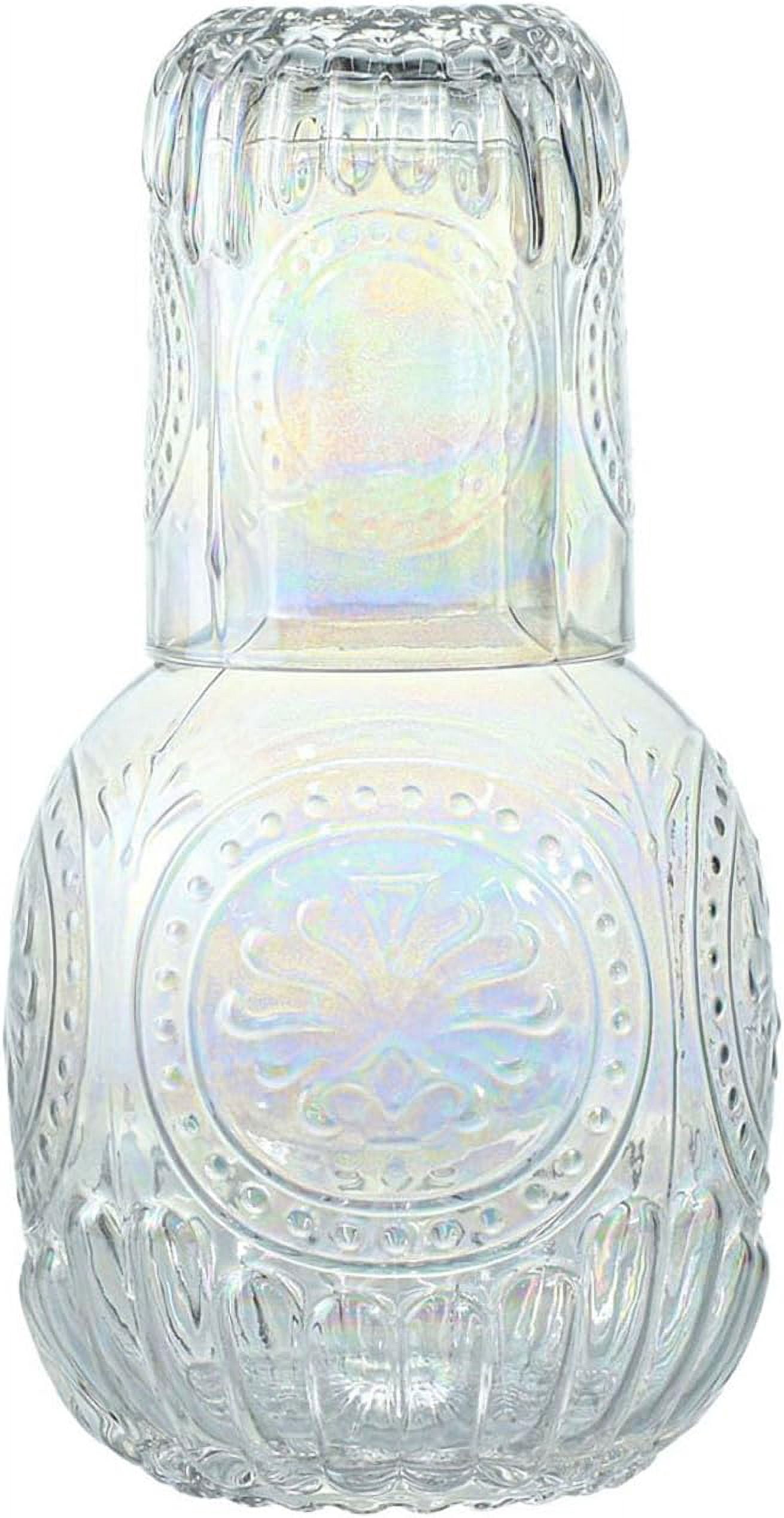 GZhLonKiMa Retro Clear Glass Bedside Night Water Carafe with Tumbler ...