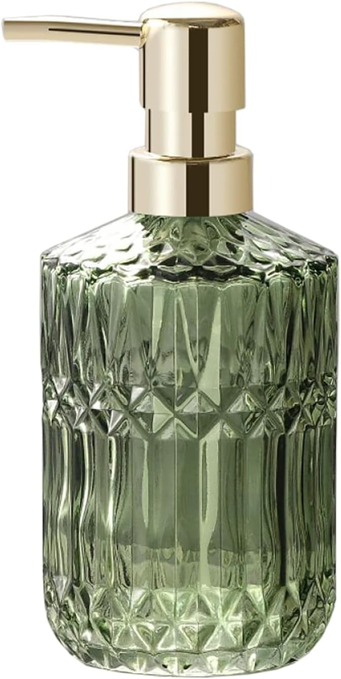 GZhLonKiMa Rhombus Diamond Embossed Glass Soap Dispenser, Hand ...