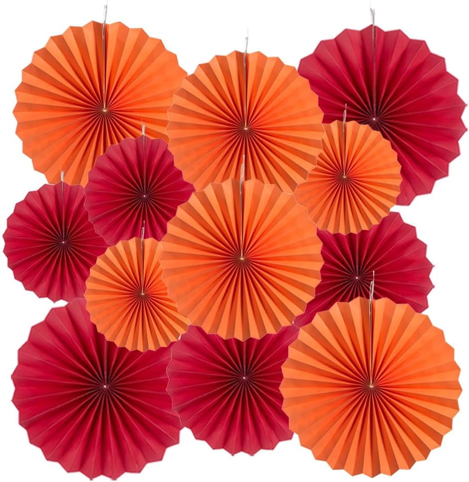 GZhLonKiMa Royal Blue and Orange Paper Fans Party Decotaion Wall ...
