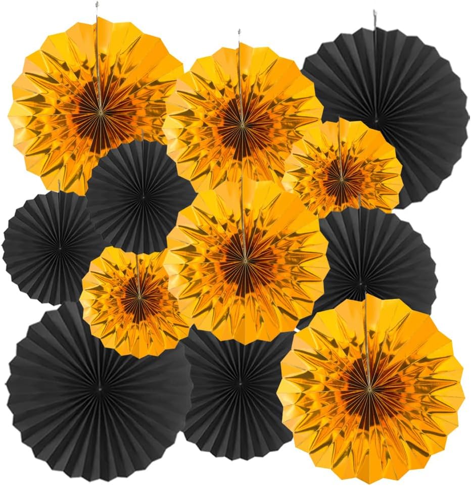 GZhLonKiMa Royal Blue and Orange Paper Fans Party Decotaion Wall ...