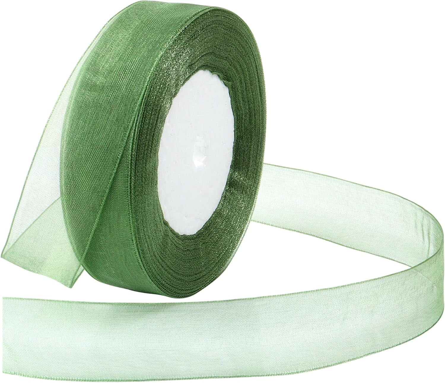 GZhLonKiMa Sage Green Ribbon for Gift Wrapping 1 inch Sheer Organza ...