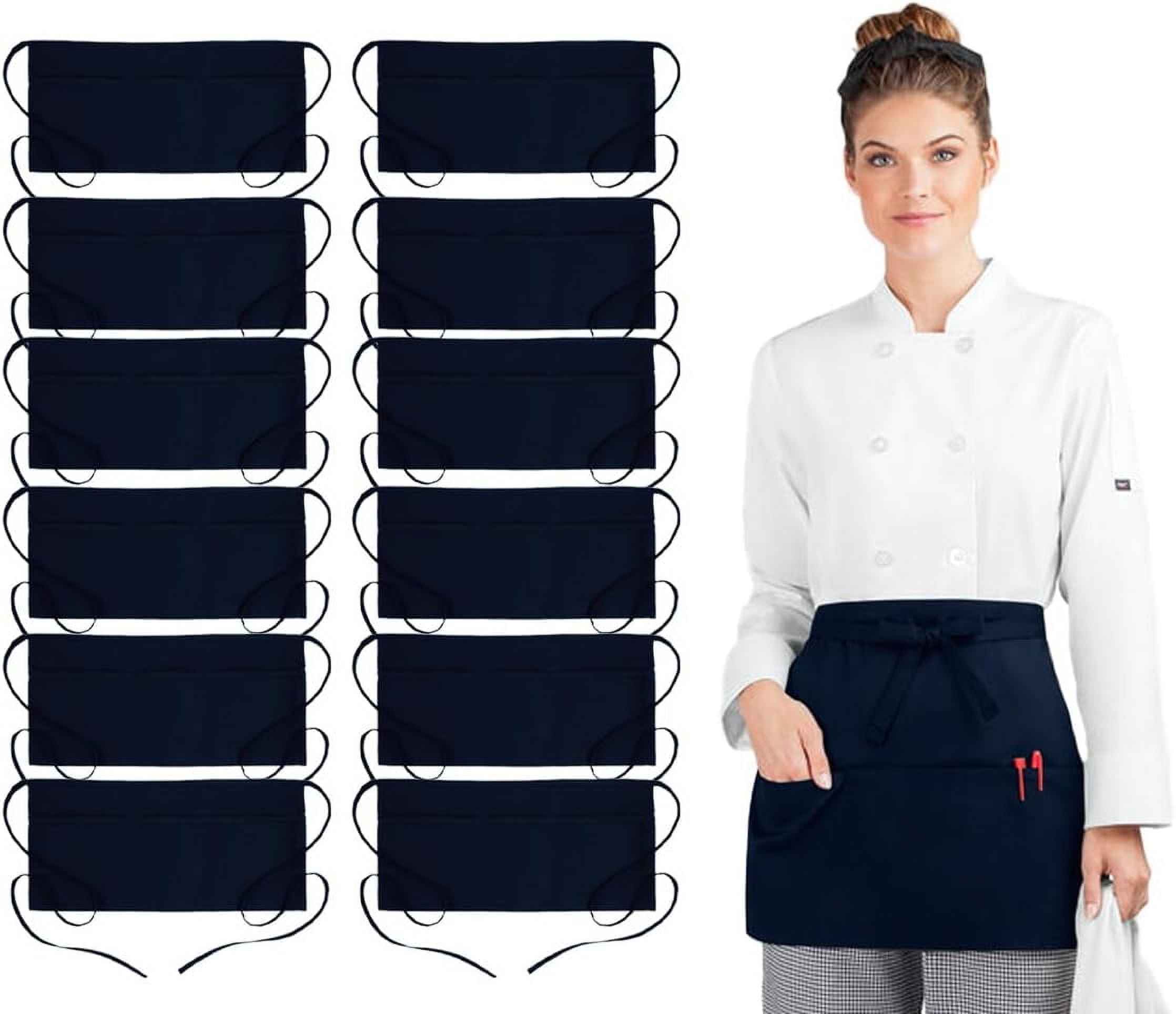 GZhLonKiMa Server aprons with 3 Pockets - Waitress Apron - Waist apron ...