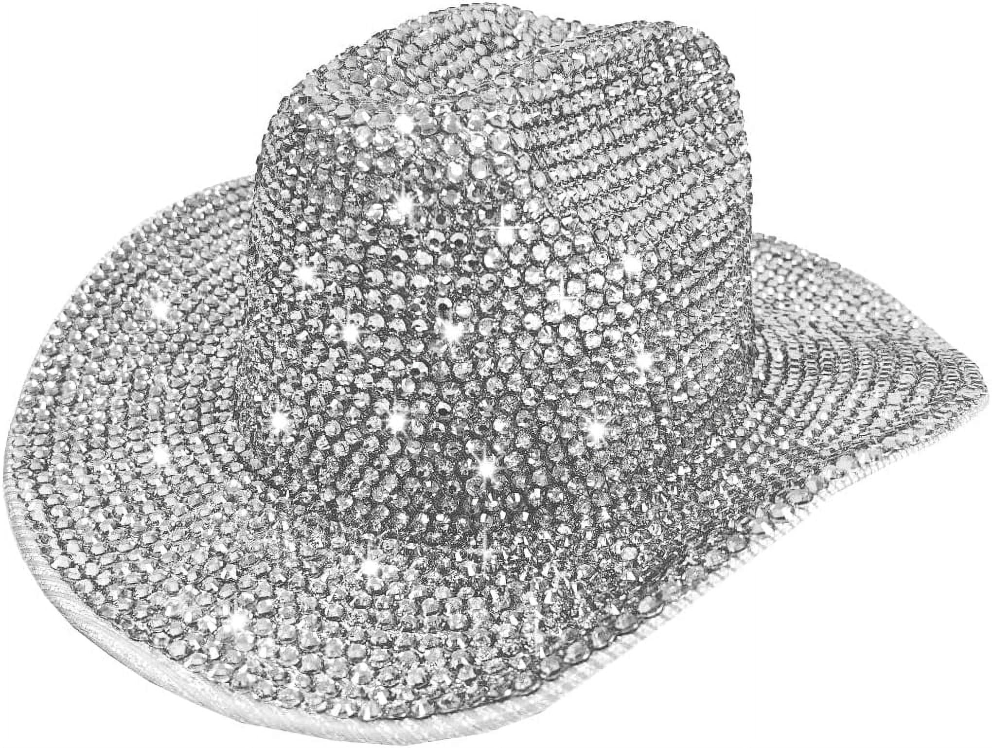 GZhLonKiMa Silver-Disco-Ball-Cowboy-Hat Mirrored Sparkly Cowboy Hat Fun ...