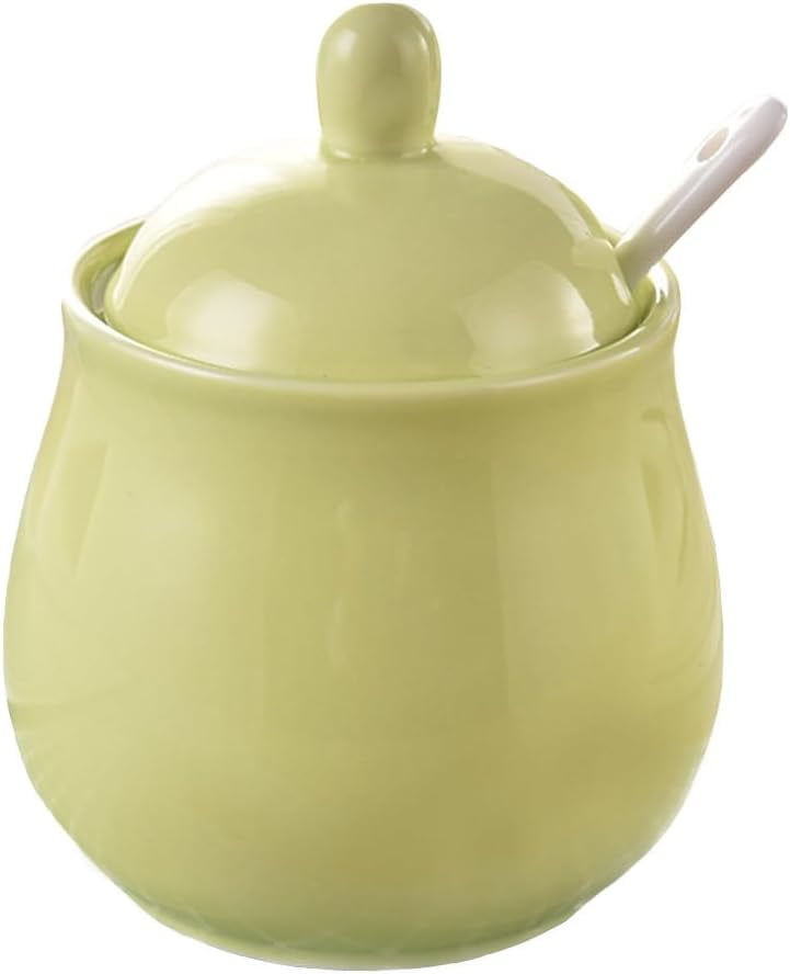 GZhLonKiMa Simple Whole Colored Ceramic Sugar Bowl Spice Jar Seasoning ...