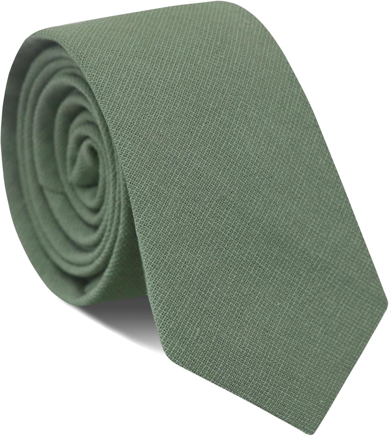 GZhLonKiMa Skinny Ties for Men Cotton Linen Mens Tie Solid Color ...