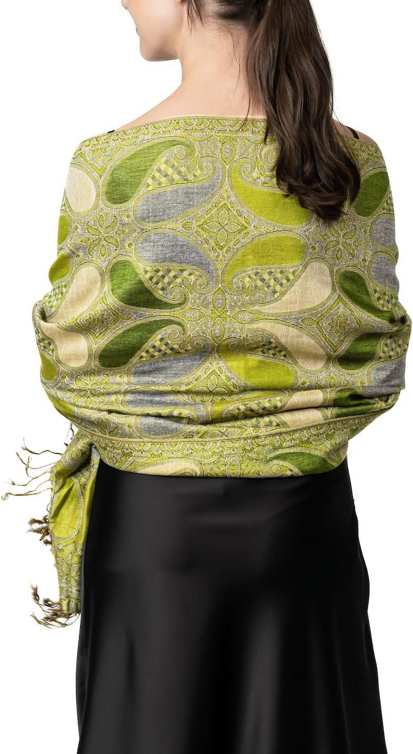 GZhLonKiMa Soft Silky Multi Color Paisley Pashmina Double Layered Shawl ...