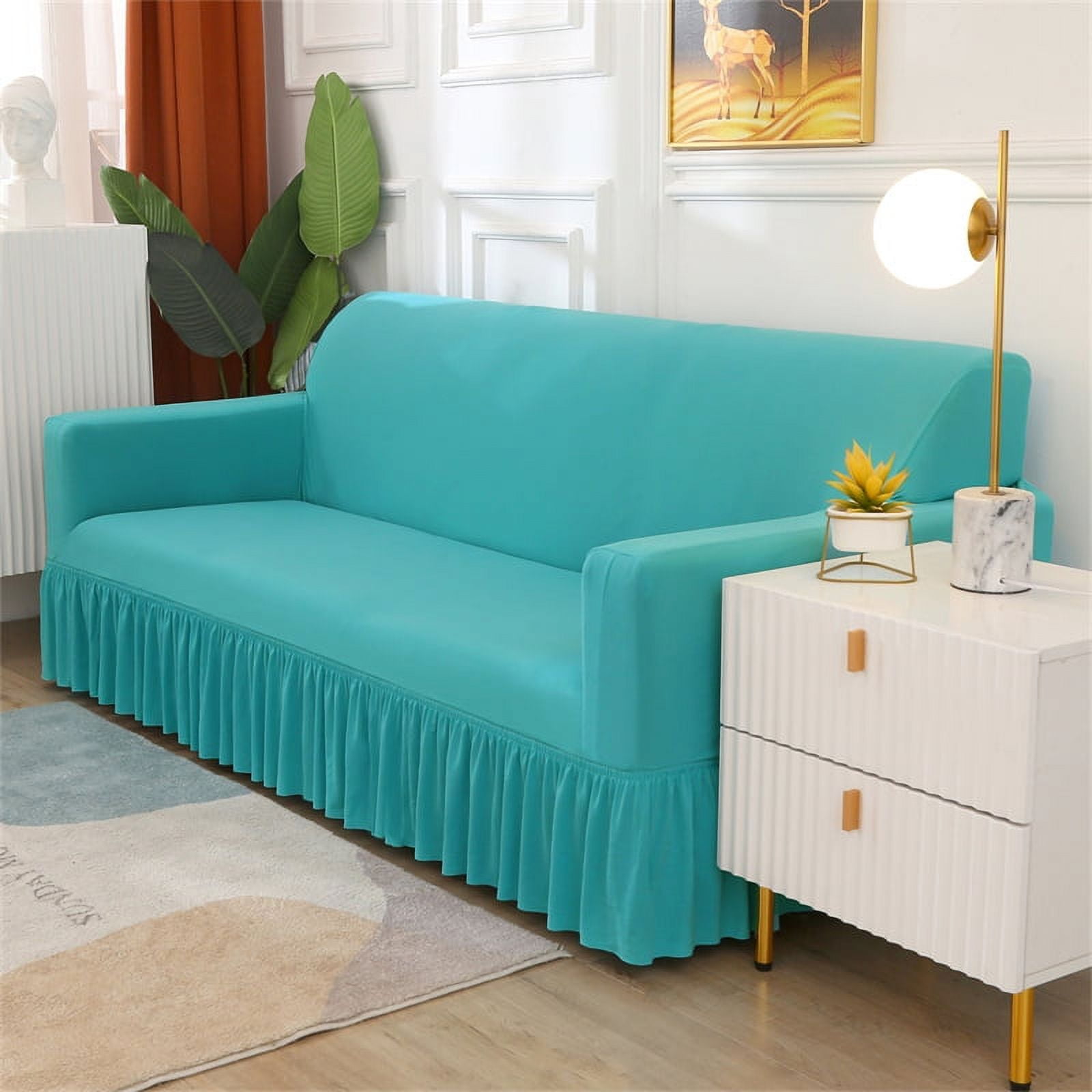 GZhLonKiMa Solid sofa skirt cover 1/2/3/4 Sofa cover for living room with two armrests Fundas ...