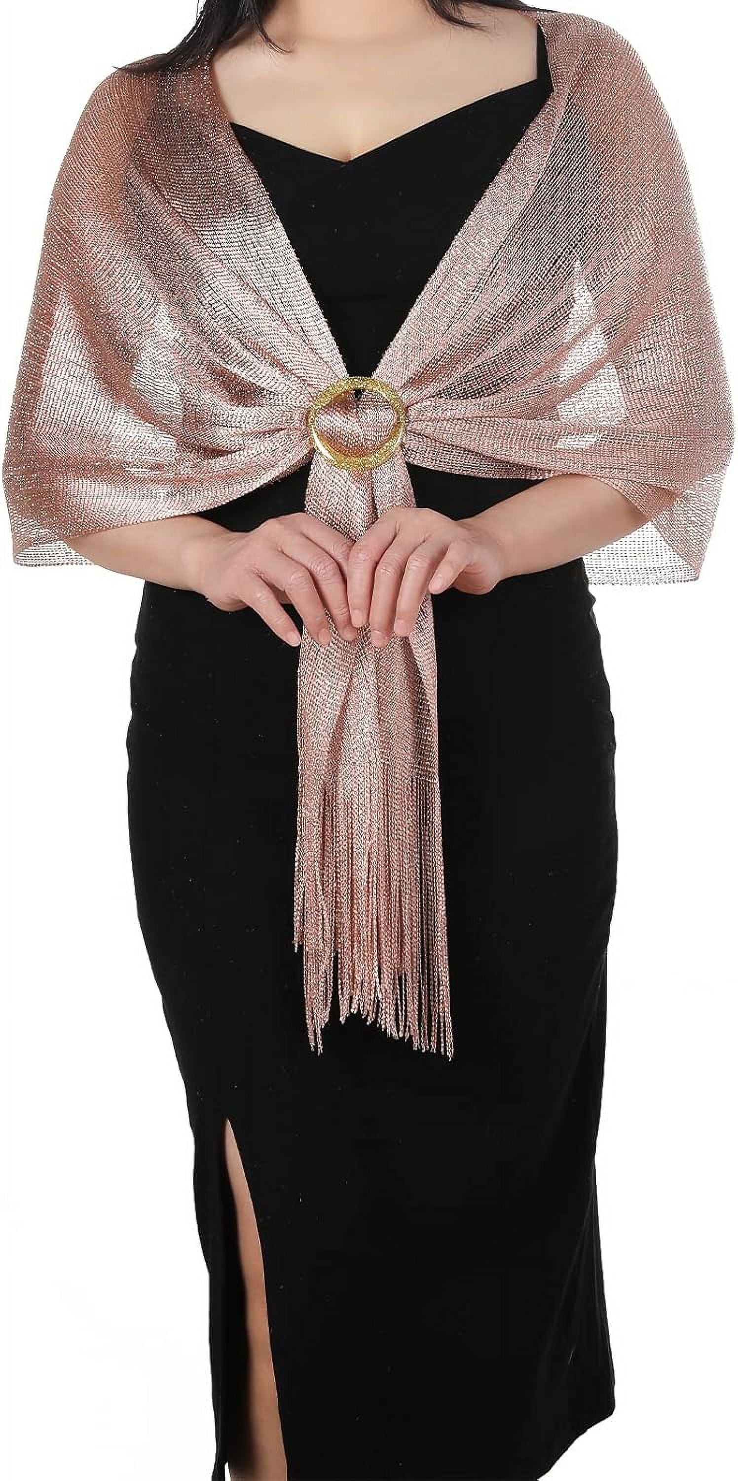 GZhLonKiMa Sparkling Metallic Shawls and Wraps for Evening Dresses with ...