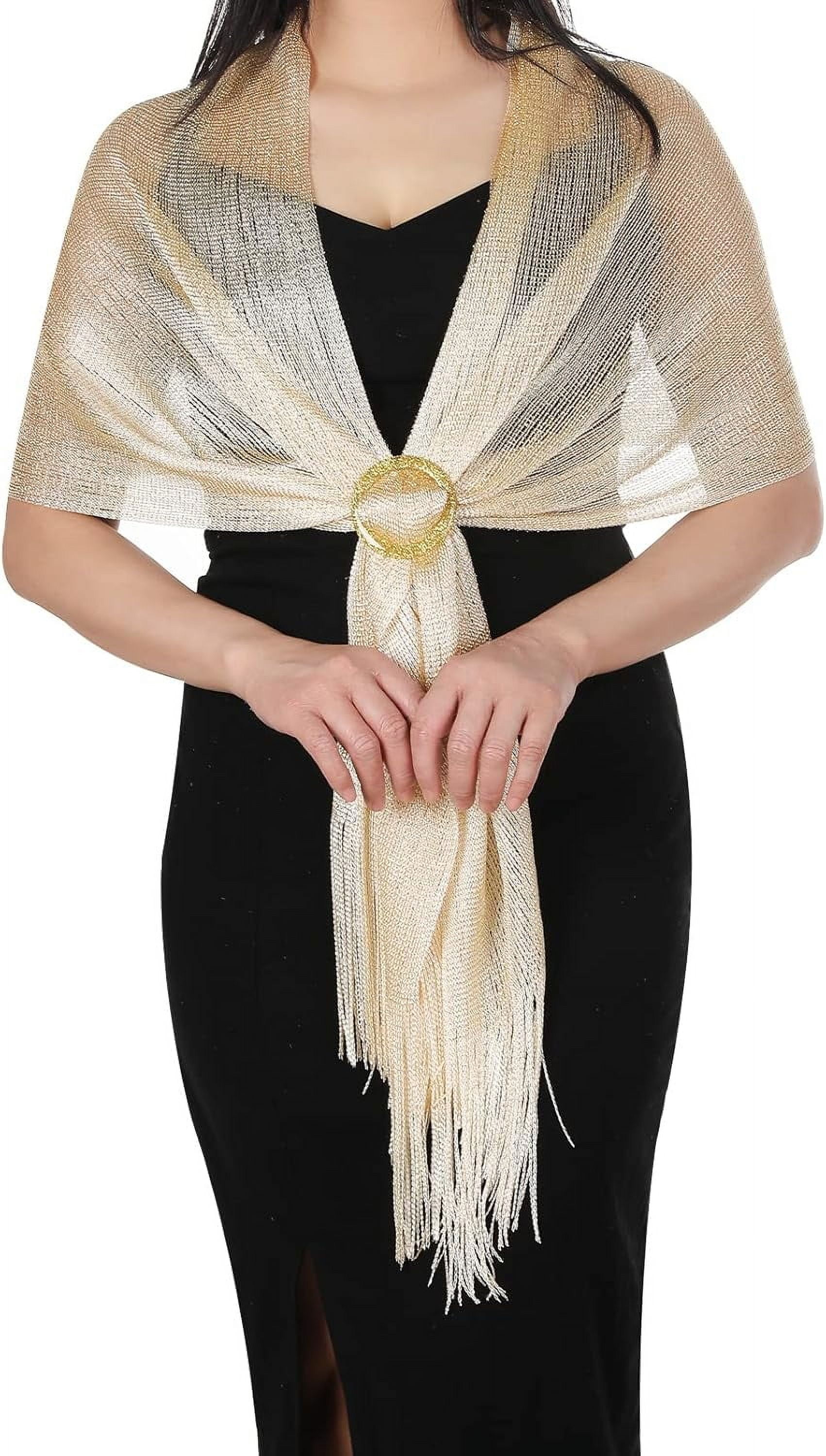 GZhLonKiMa Sparkling Metallic Shawls and Wraps for Evening Dresses with ...