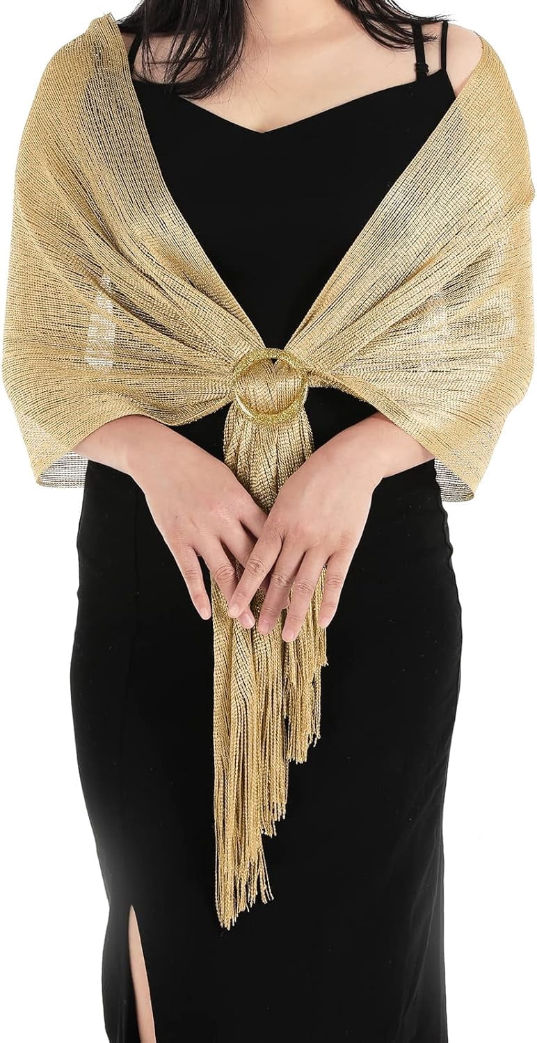 GZhLonKiMa Sparkling Metallic Shawls and Wraps for Evening Dresses with ...