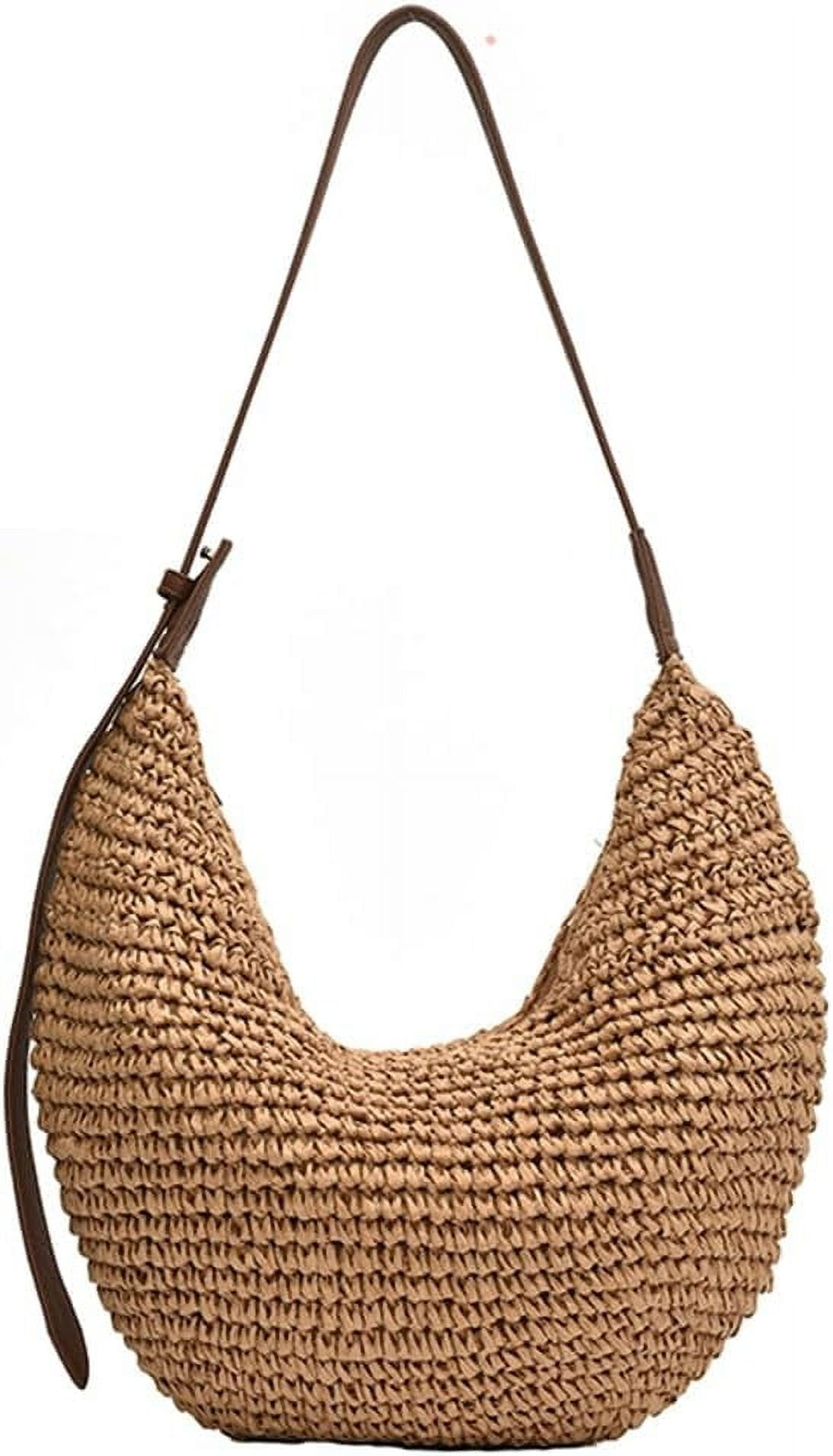 GZhLonKiMa Straw Crescent Bag Summer Beach Straw Purse for Women Woven ...