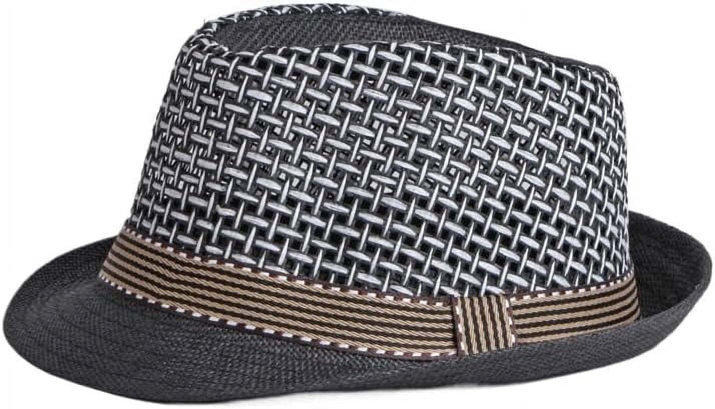 GZhLonKiMa Straw Fedora Hat - Summer Beach Cuban Trilby Hats for Men ...