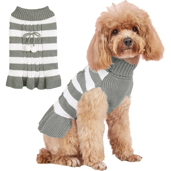 GZhLonKiMa Striped Dog Sweater Dress Knit Turtleneck Puppy Clothes ...