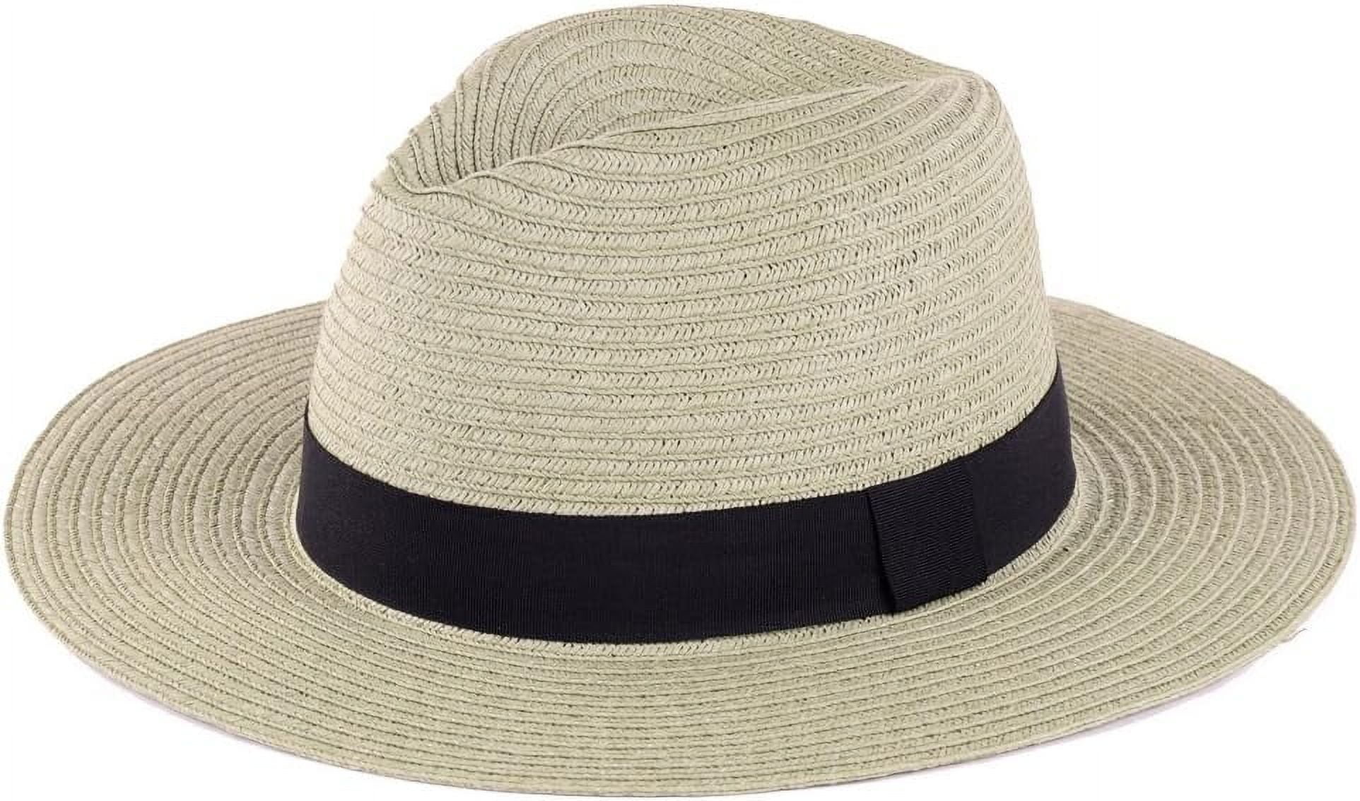 GZhLonKiMa Summer Classic Straw Panama Fedora Sun Hat in Solid Color W ...