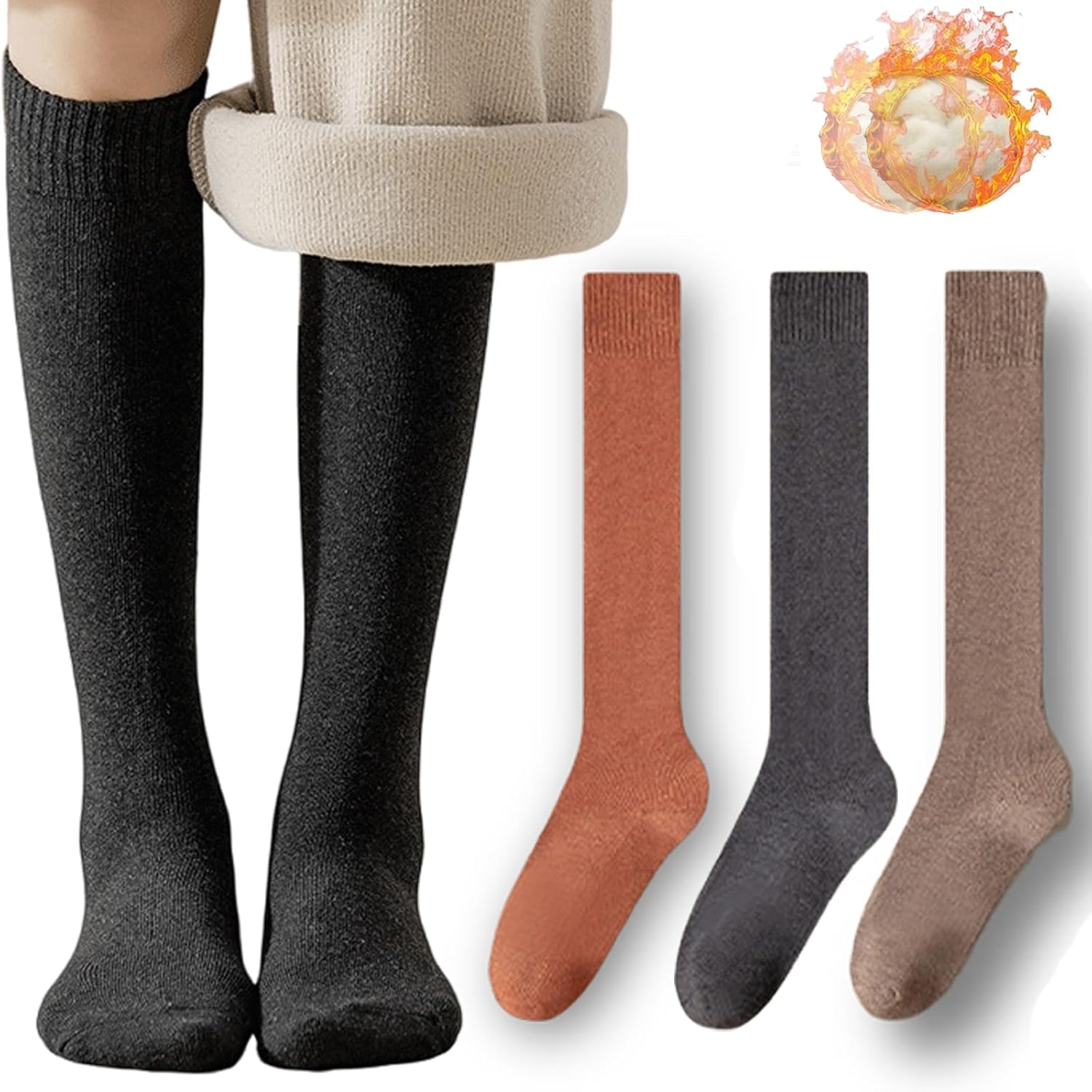GZhLonKiMa Thigh KneeHigh Thermal Women Warm Long Winter Sock Boot ...