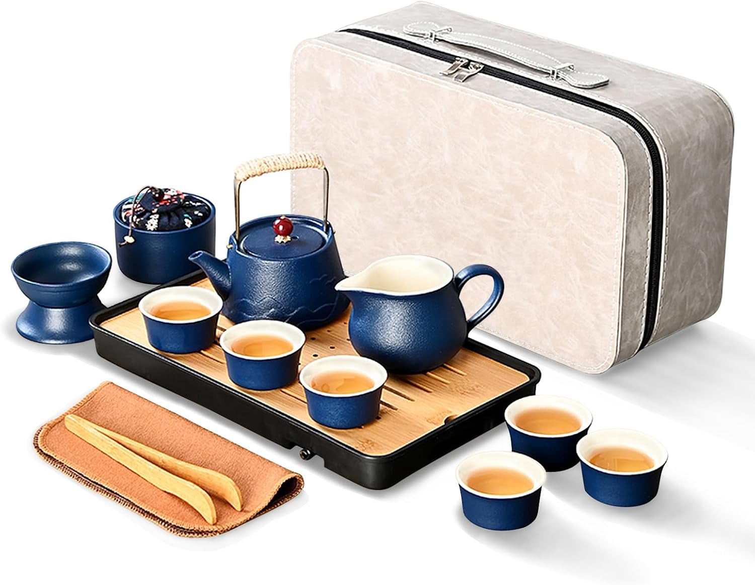 GZhLonKiMa Travel Ceramic Tea Set Gift Box Mountain Sculptured Design ...
