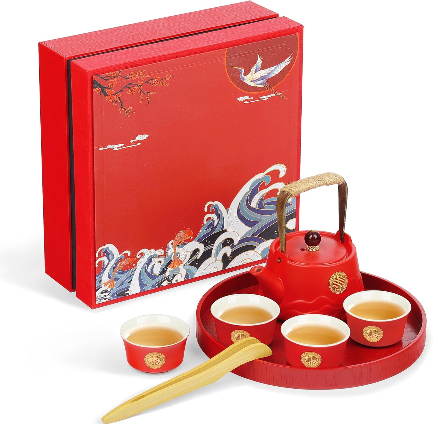GZhLonKiMa Travel Ceramic Tea Set Gift Box Mountain Sculptured Design ...