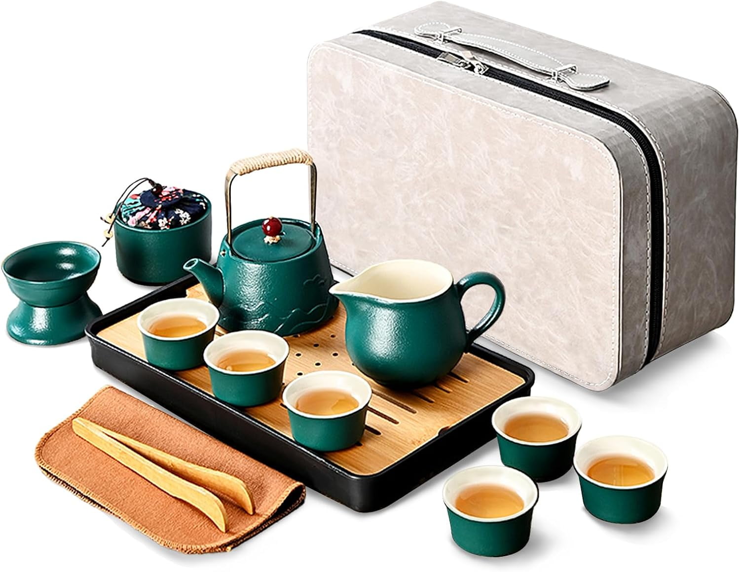 GZhLonKiMa Travel Ceramic Tea Set Gift Box Mountain Sculptured Design ...