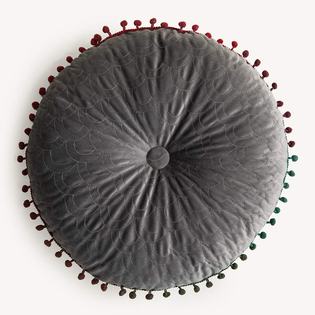 GZhLonKiMa Velvet Soft Square Chair Pad with Ties Cute Gradient Pom Pom ...