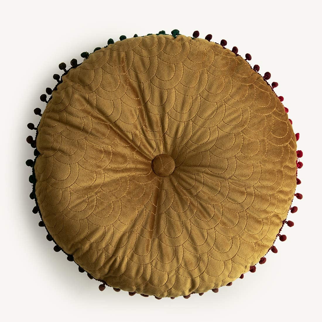 GZhLonKiMa Velvet Soft Square Chair Pad with Ties Cute Gradient Pom Pom ...