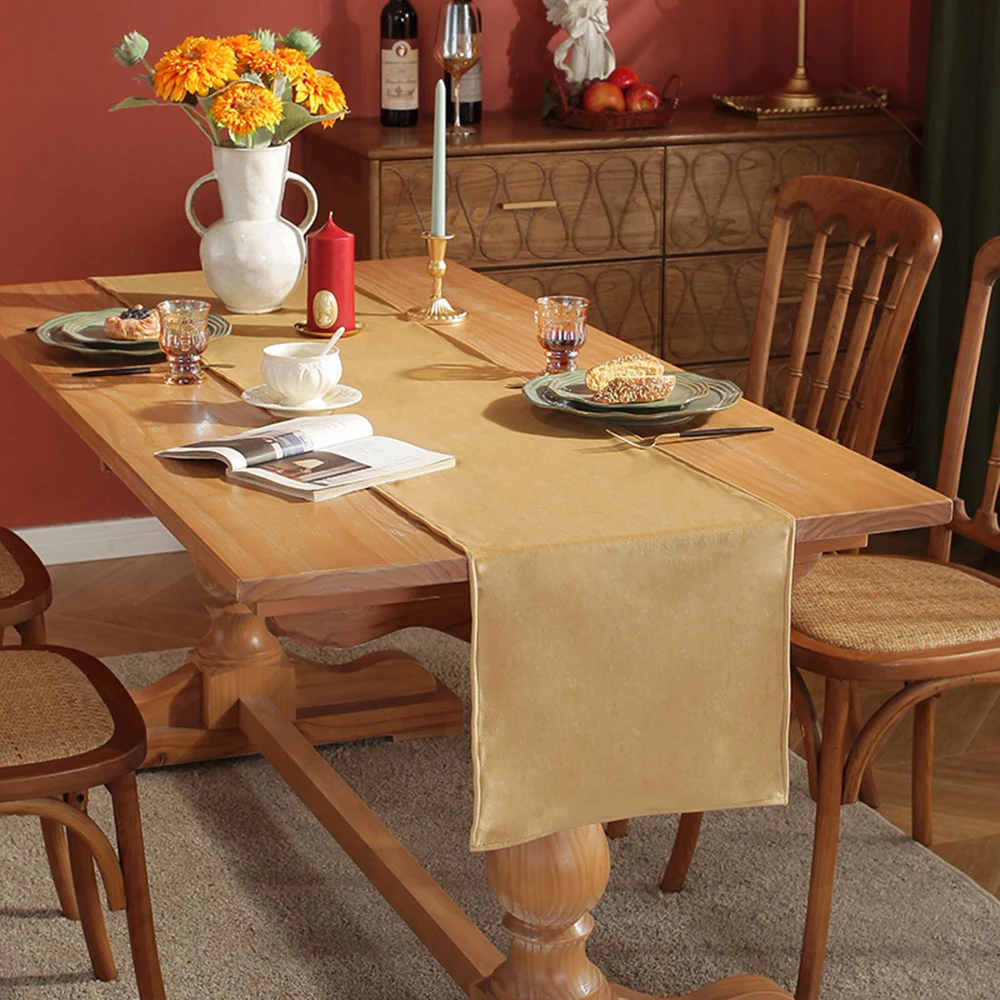 GZhLonKiMa Velvet Table Runner Solid Color Simple Luxury Table Runners ...