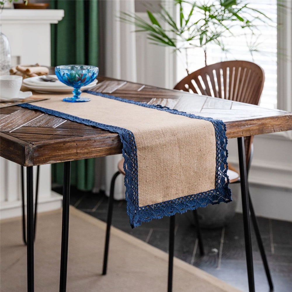 GZhLonKiMa Vintage Natural Burlap Jute Linen Table for Wedding Party ...