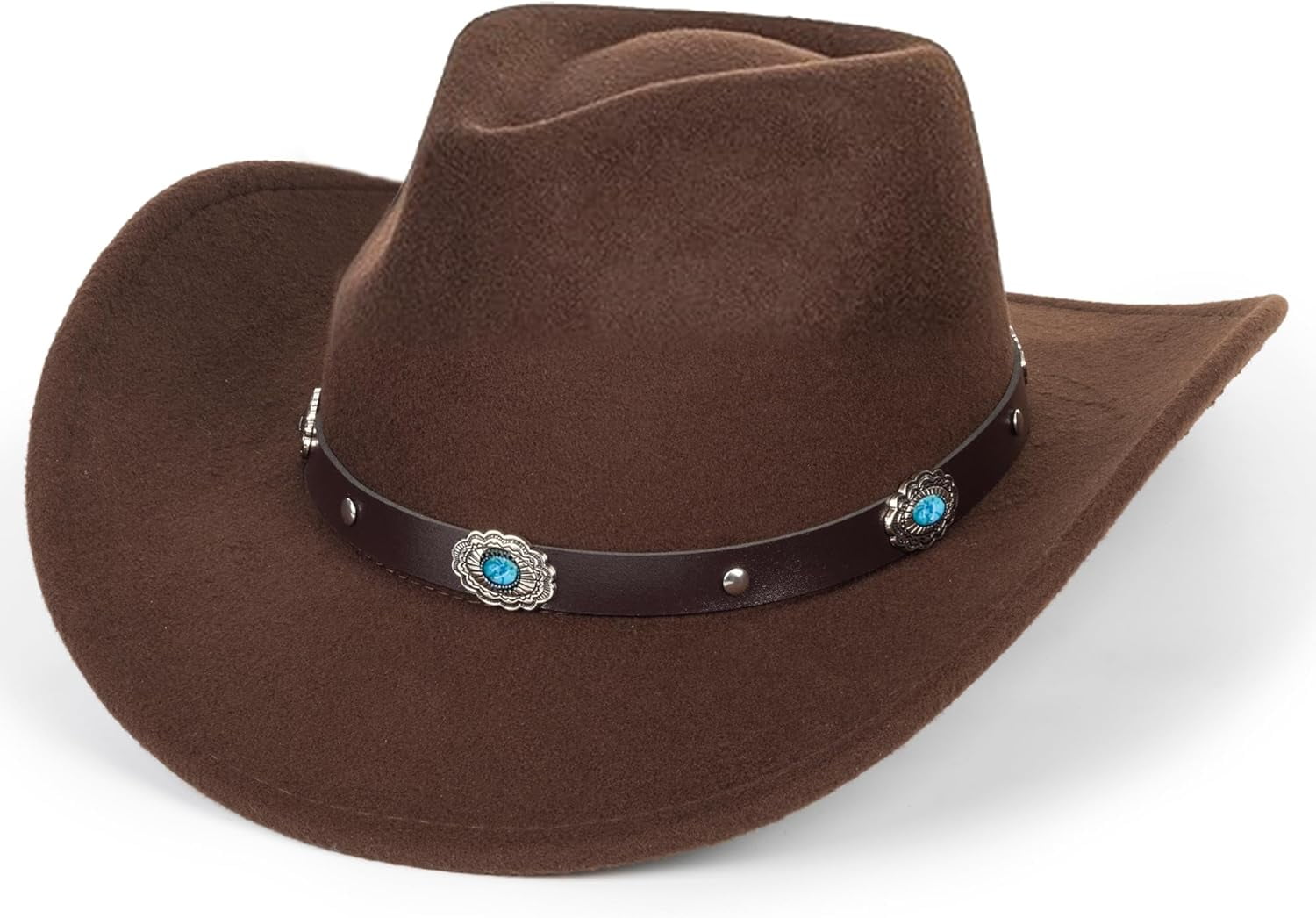 GZhLonKiMa Western Outback Felt Cowboy Hat for Women Cowgirls Fedora ...